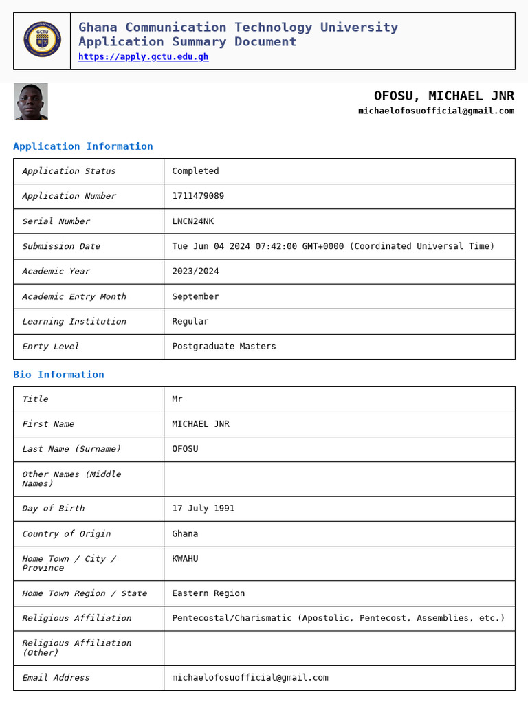 Application Summary Export 1717608561 | PDF