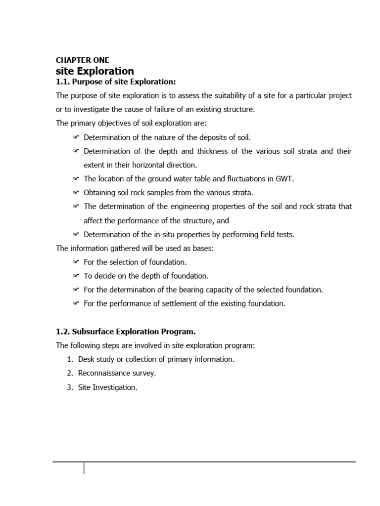 Chapter 1 - Site Exploration | PDF