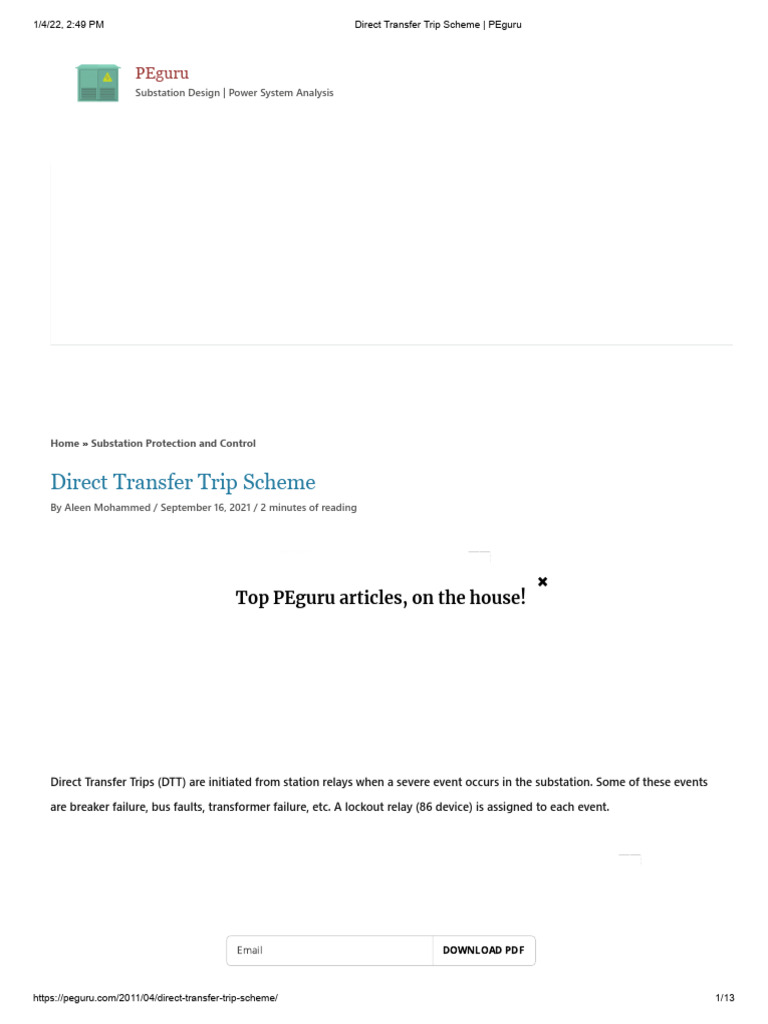 Direct Transfer Trip Scheme - PEguru | PDF