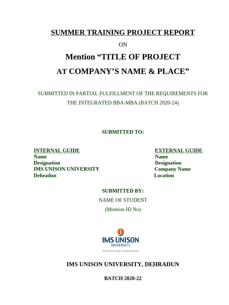 Annex.-IV (Project Front Page) | PDF