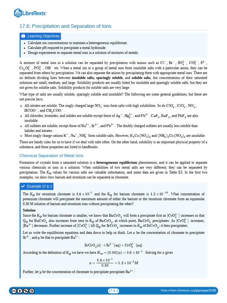 Ion Separation via Precipitation Methods | PDF | Precipitation ...