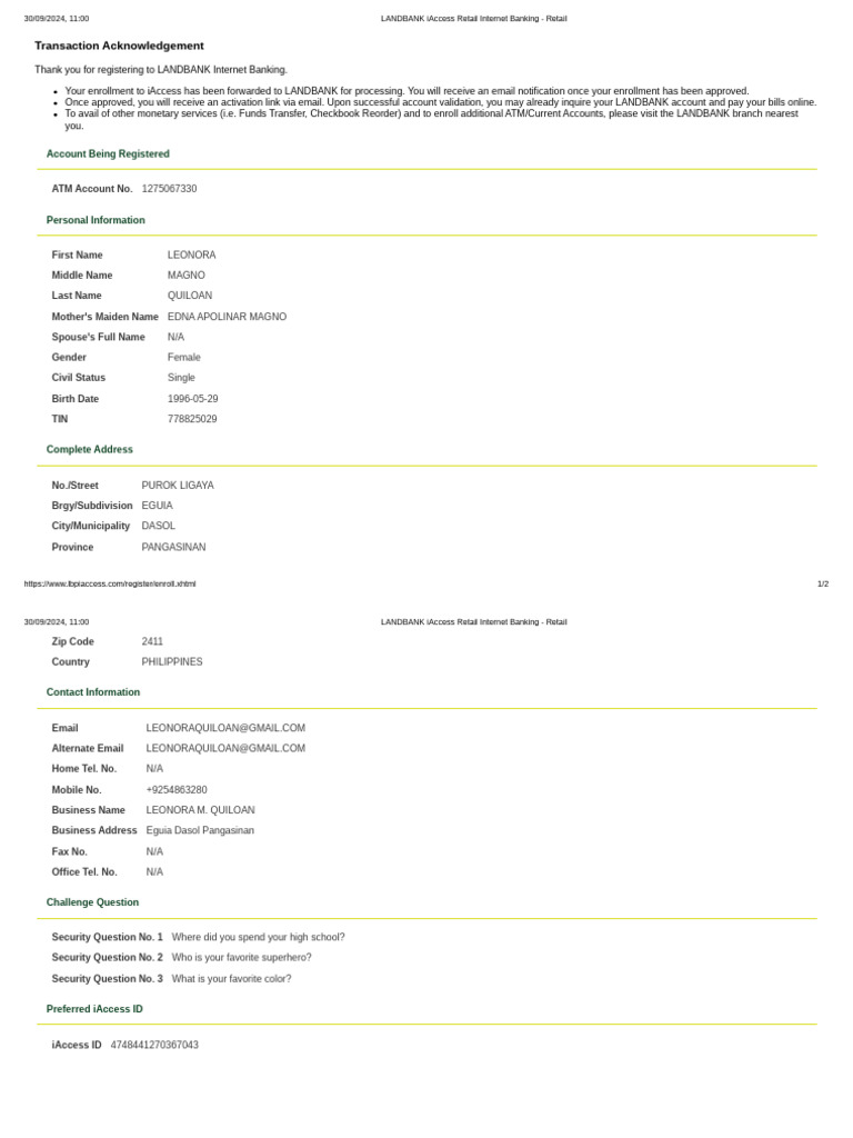 LANDBANK IAccess Retail Internet Banking - Retail | PDF