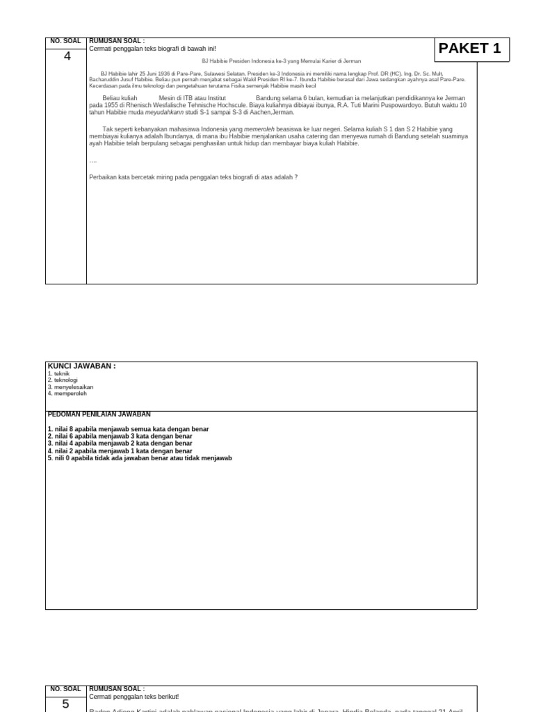 3.d Form Kartu Soal URAIAN USP SIGIT | PDF