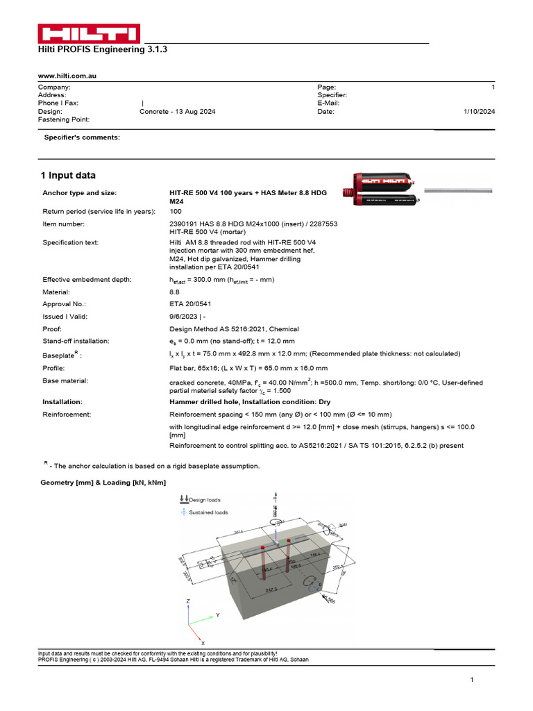 Hilti Anchor Bolt Design Specifications | PDF | Screw | Structural ...