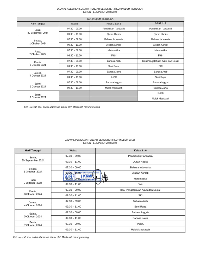 Jadwal ATS I - MI - 2024-2025 | PDF