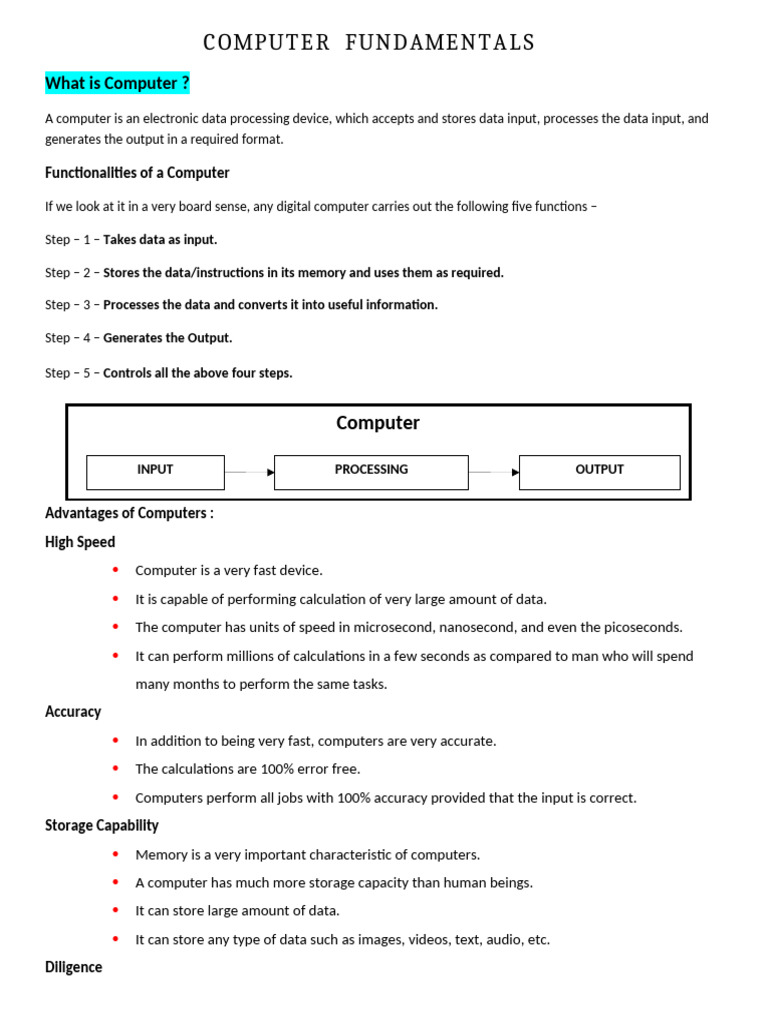 Computer Fundamentals - 1 | PDF