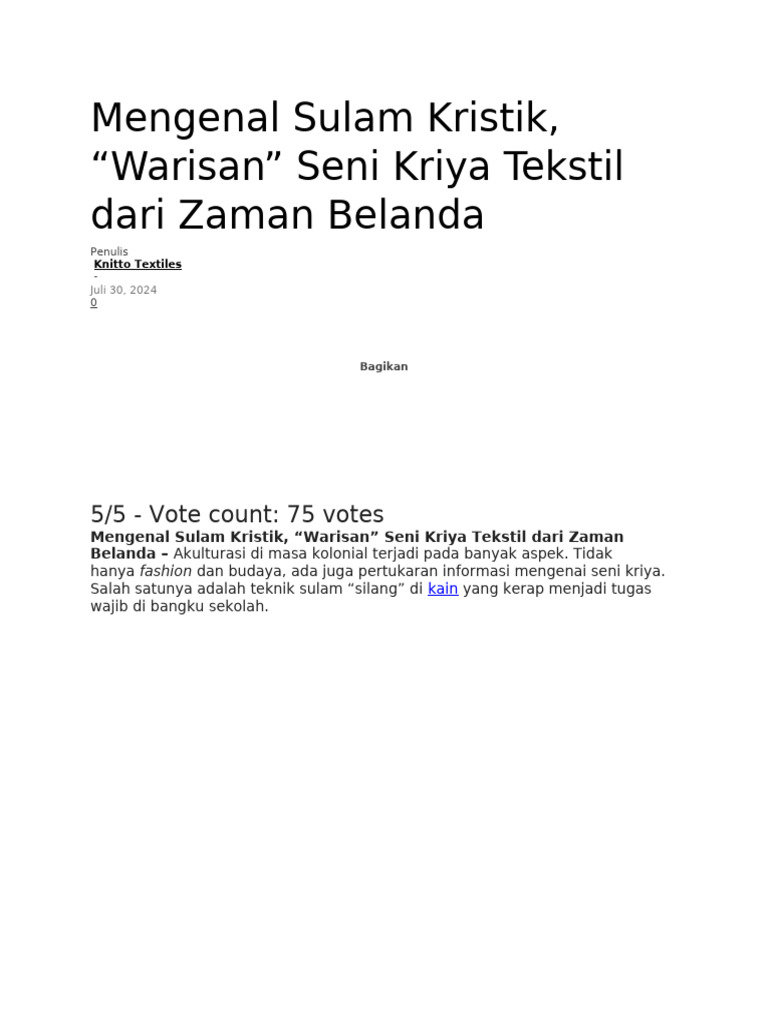 Mengenal Sulam Kristik | PDF