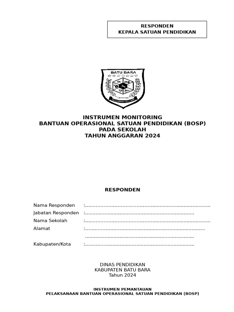 instrumen-monev-BOSP 2024 | PDF