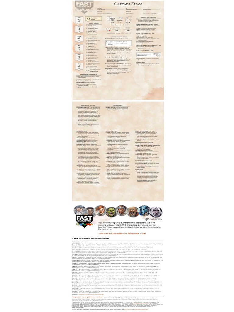 Human Cleric 1 - PHB 2024 | PDF | Dungeons & Dragons | Wizards Of The Coast