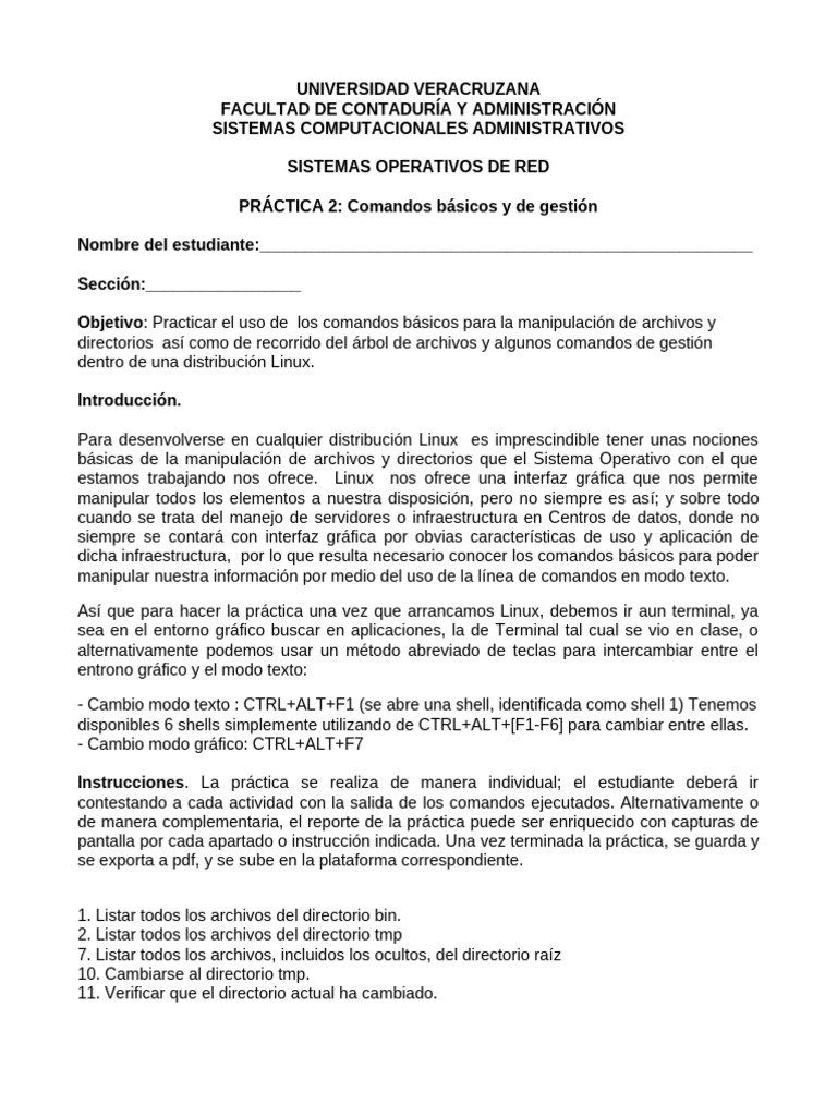 Practica2 Comandos Basicos Shell | PDF