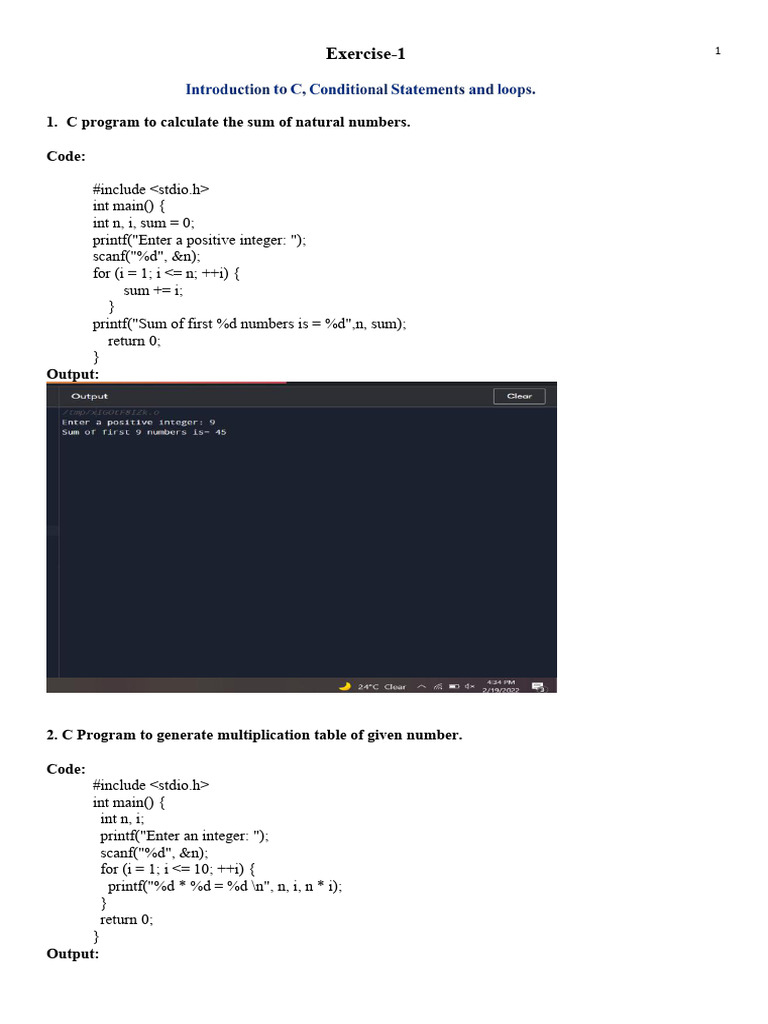 PDS LAB - Excercise-1 | PDF | Computer Engineering | Computer Science