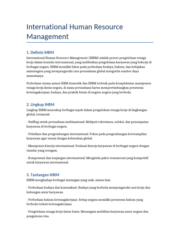 International Human Resource Management Complete | PDF