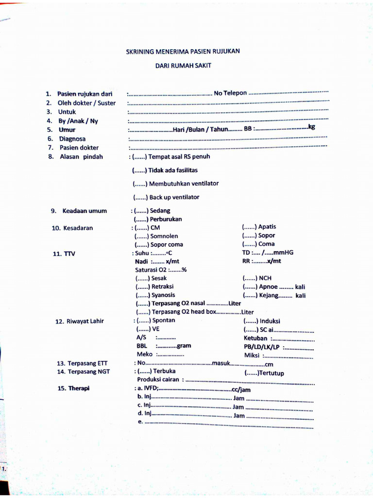 Bukti Form Skrining Via Telfon | PDF