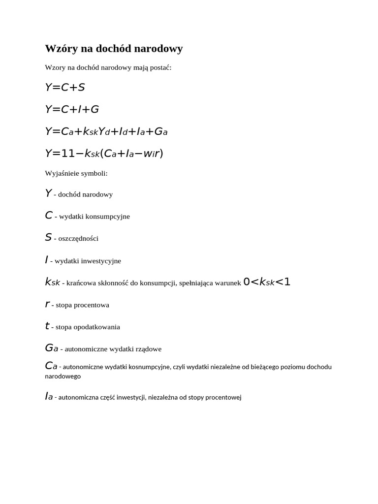 Wzory Makroekonomia | PDF