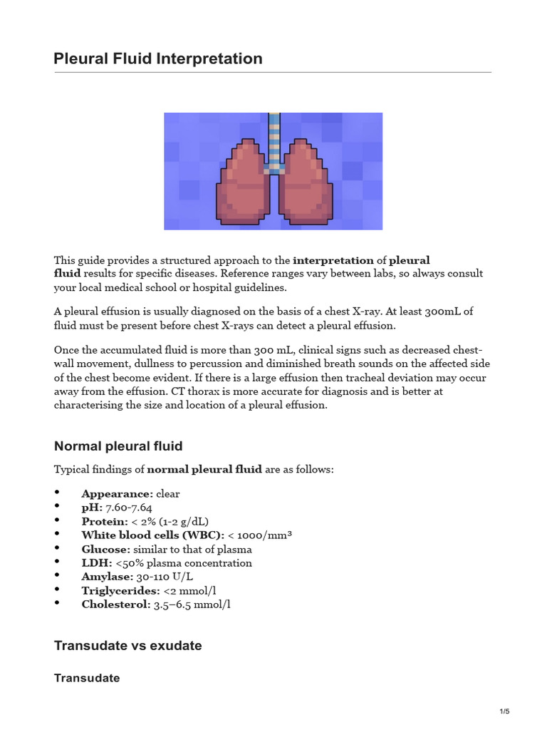 Pleural Fluid Interpretation | PDF