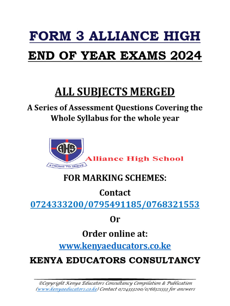 f3 Alliance High End Year Exams | PDF