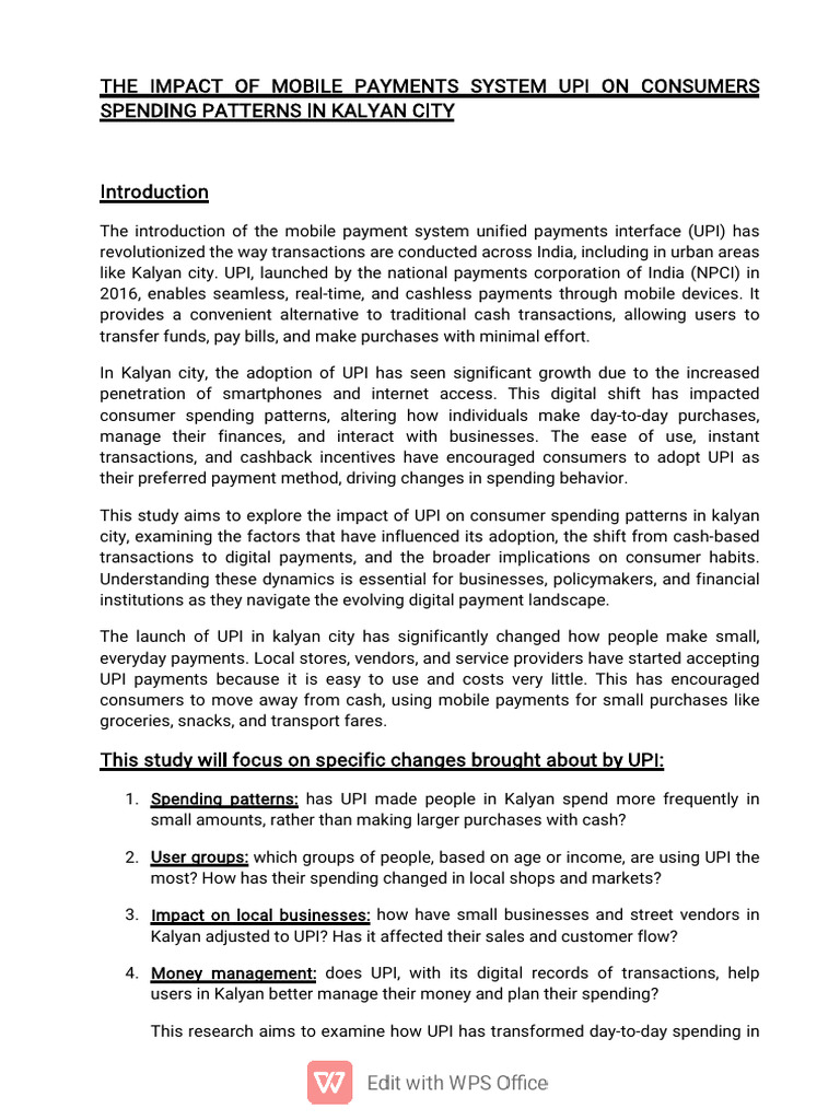 The Introduction of The Mobile Payment System Unified Payments Interface | PDF