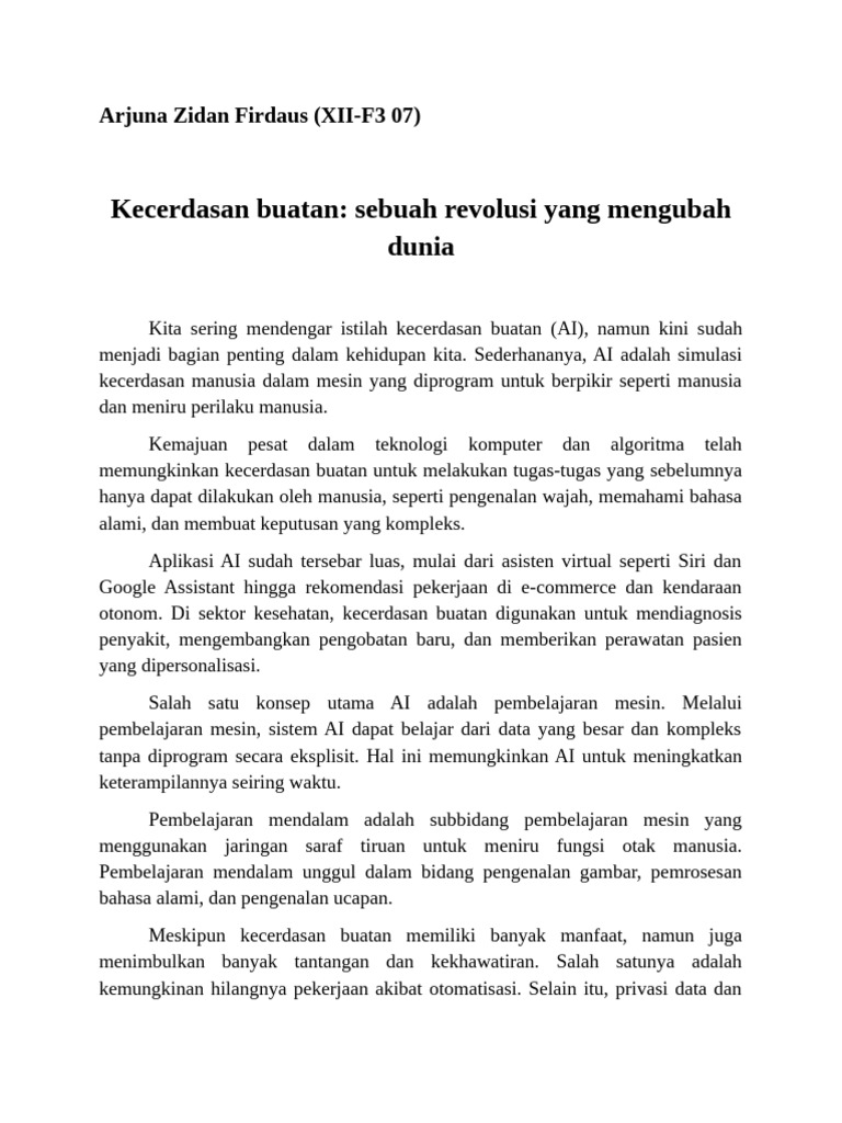 Artikel Arjuna Zidan Firdaus (XII F3) | PDF