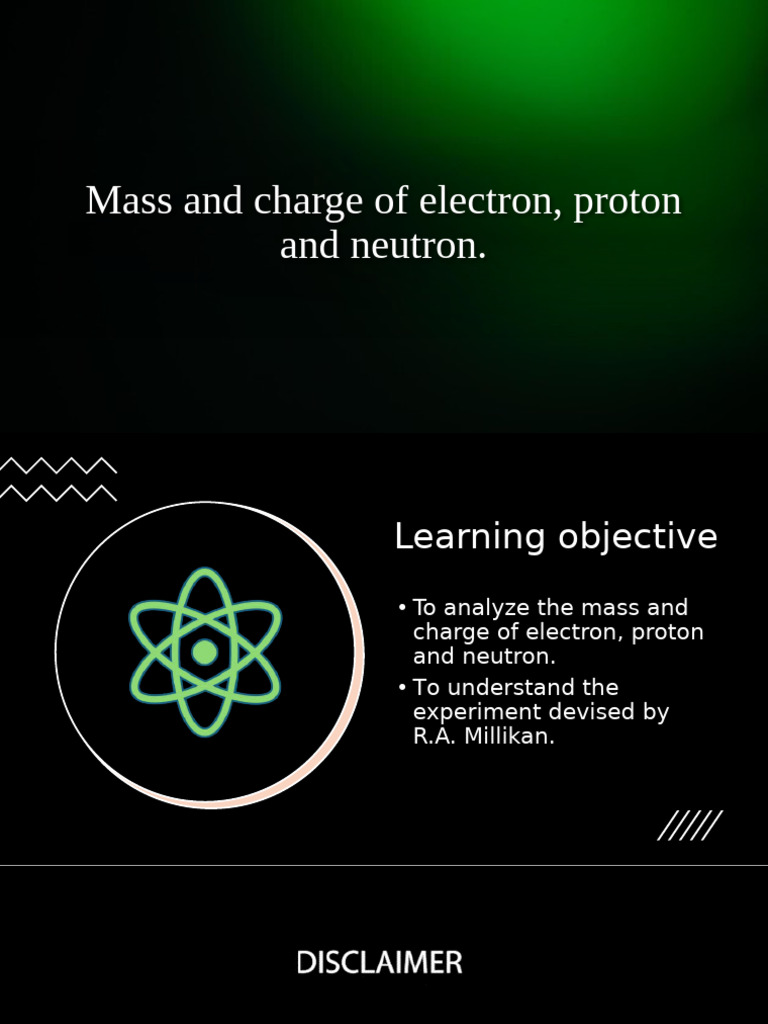 Mass and Charge of Electron, Proton and | PDF