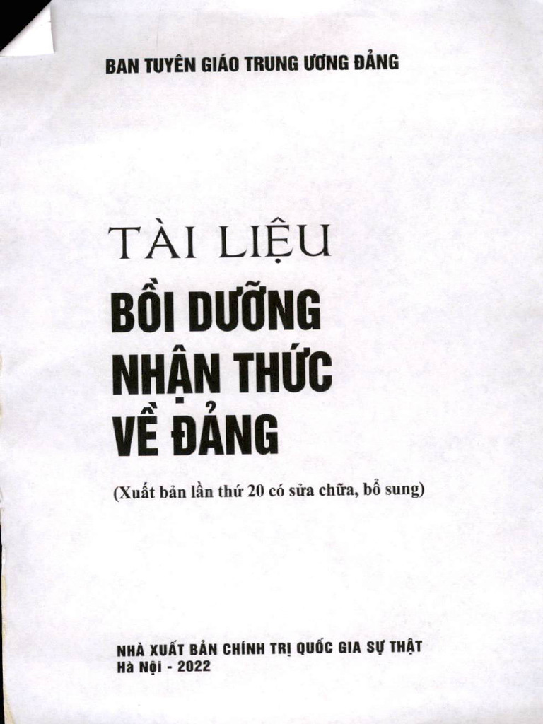 Tai Lieu Boi Duong Nhan Thuc Ve Dang | PDF