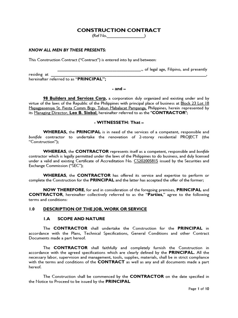 Construction Contract | PDF