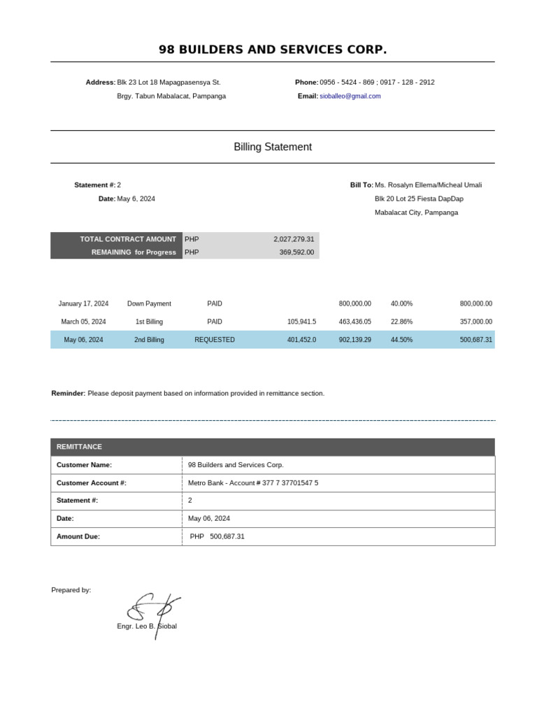 Progress Billing | PDF