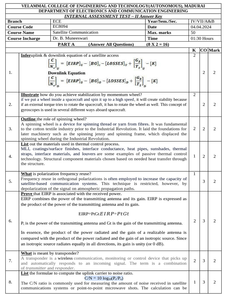 IAT 2 - SC QP Answer Key | PDF