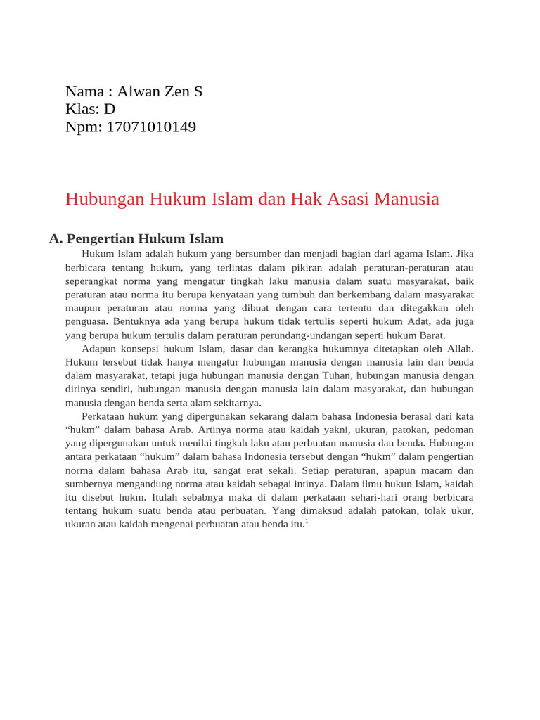 Hubungan Hukum Islam Dan Hak Asasi Manusia | PDF