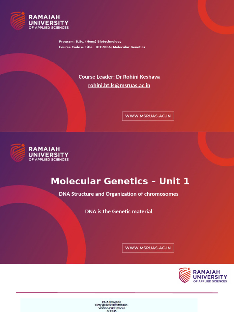 01 - Molecular Genetics - Unit 1 DNA Is Genetic Material | PDF
