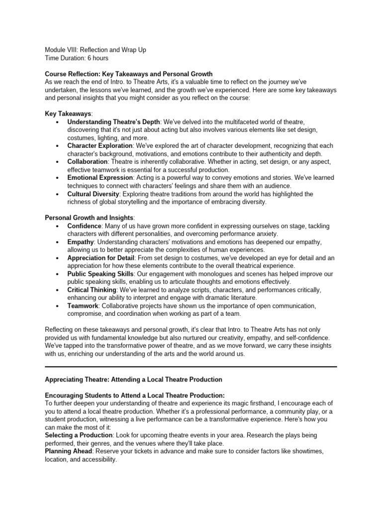 VIII Reflection and Wrap-Up | PDF