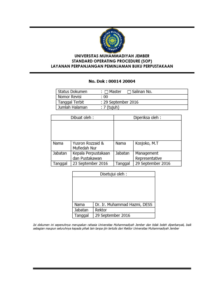 SOP PPM 04 Layanan Perpanjang Peminjaman Koleksi Buku Perpustakaan Fix ...
