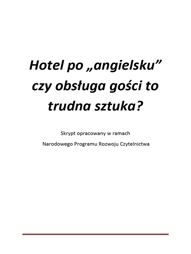 Biznes Hotelarstwo | PDF