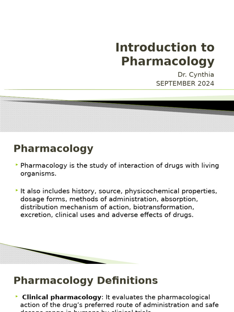 Introduction To Pharmacology | PDF