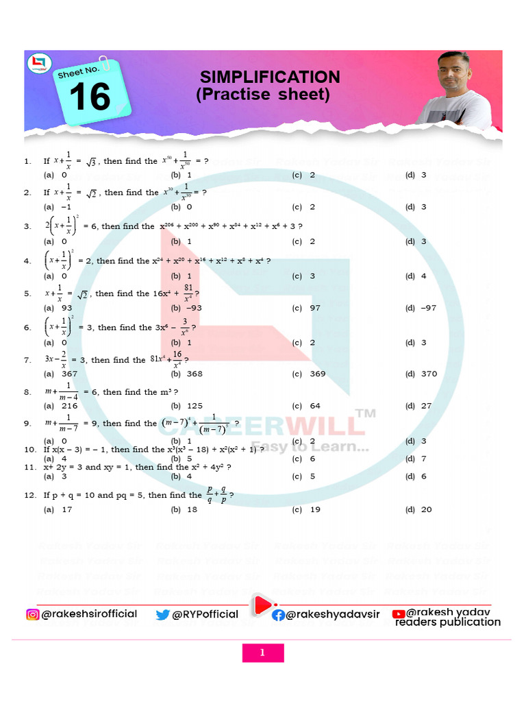Practice Sheet - 16 | PDF