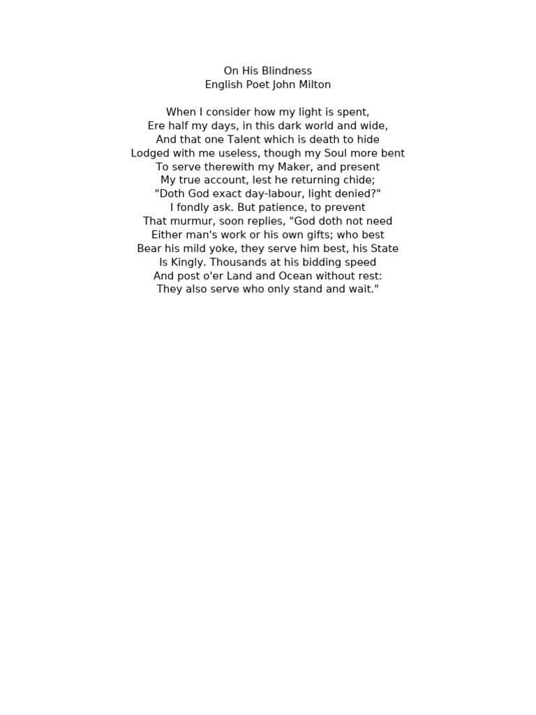 2 On His Blindness | PDF