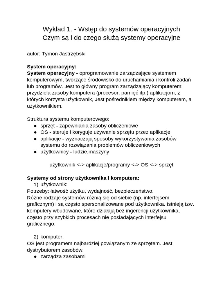 Systemy Operacyjne - Notatki | PDF