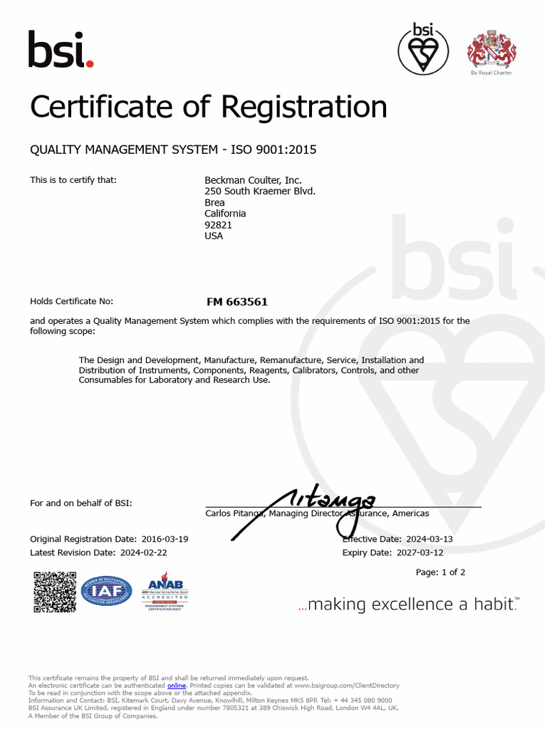 Certificate of Registration Iso 9001 24 | PDF