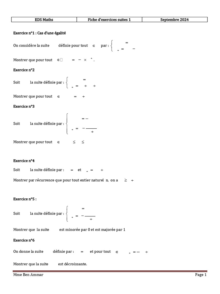 Fiche Récurrence 1 Classe | PDF