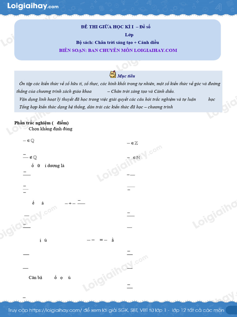 De Kiem Tra Giua Hoc Ki 1 Toan 7 de So 8 Chan Troi Sang Tao 1697276939 | PDF