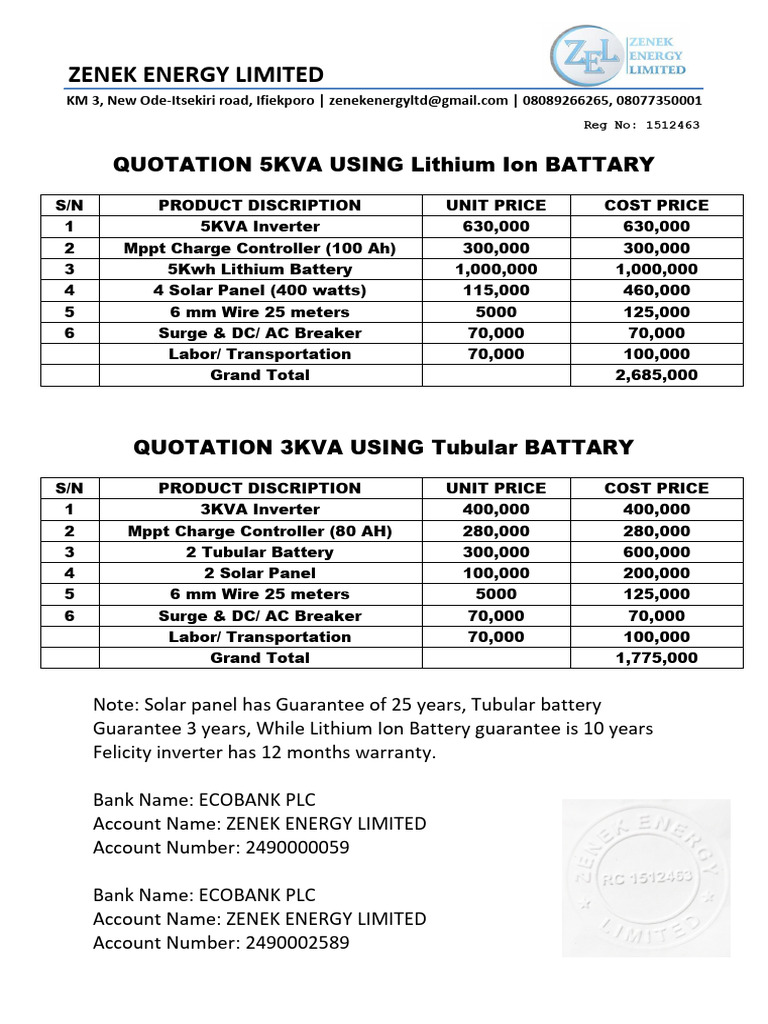 Quotation Solar For Bobby | PDF