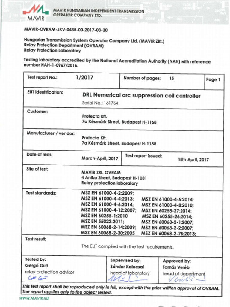 1 - 2017 - OVRAM DRL Test Report | PDF