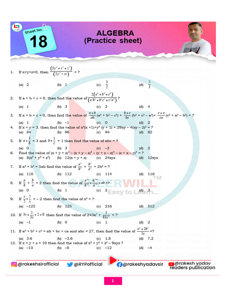 Practice Sheet - 18 | PDF