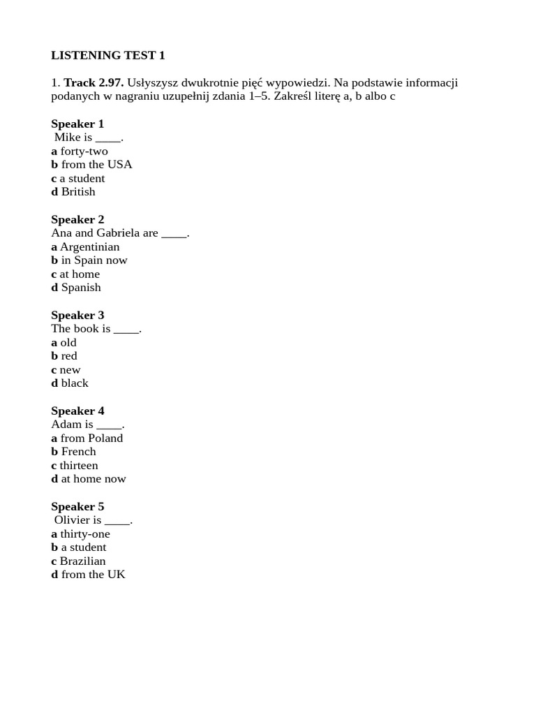 Listening Test 1 | PDF