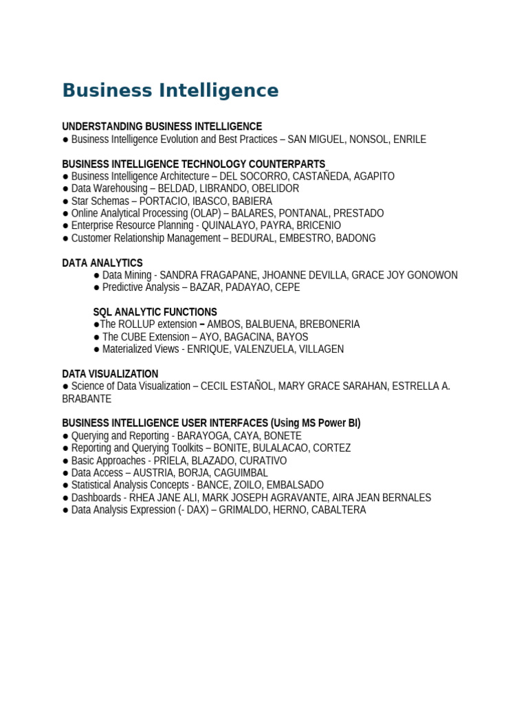 Business Intelligence | PDF