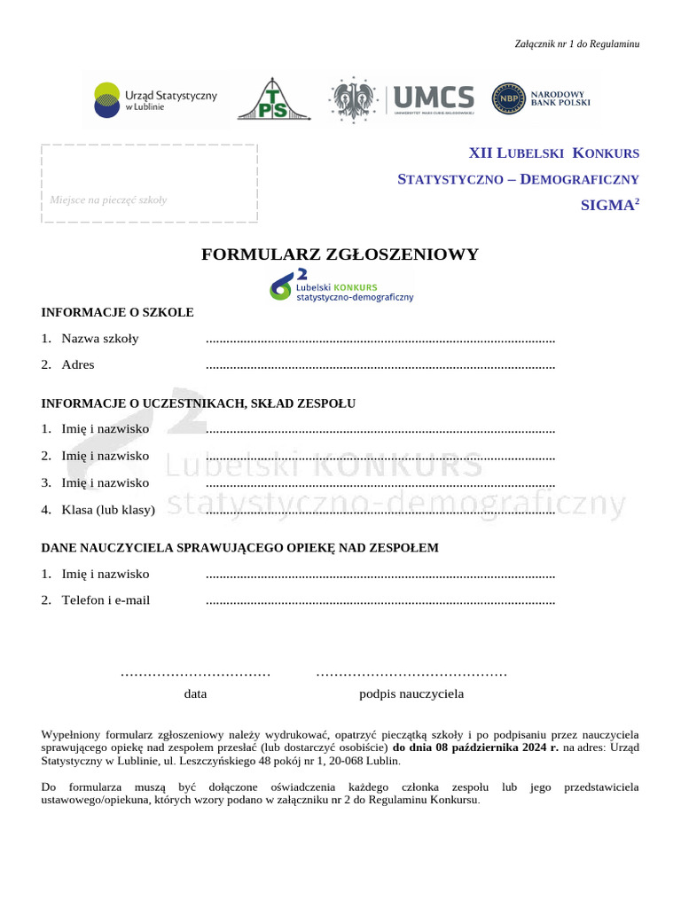 Formularz Zgloszeniowy 2024 1 | PDF