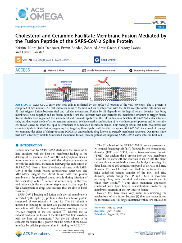 Cholesterol Membrane Fusion – Lipid packing and cholesterol content ...