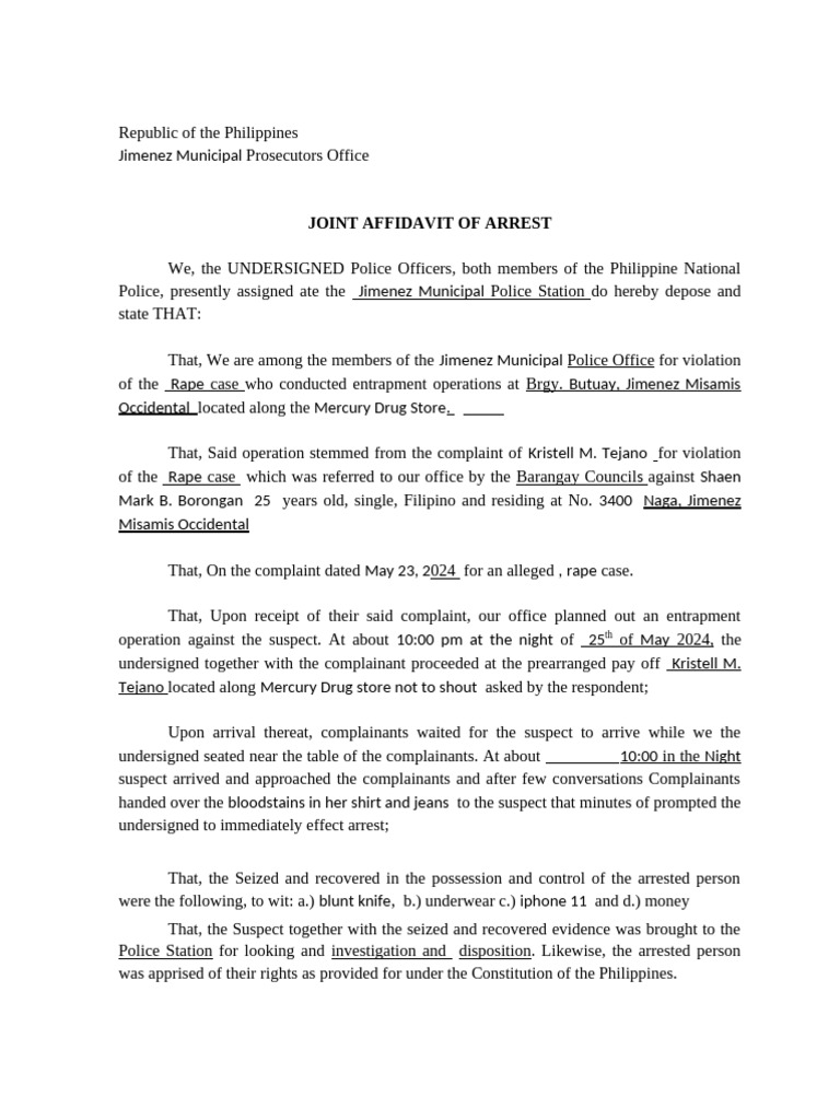 CDI 8 Joint Affidavit of Arrest | PDF