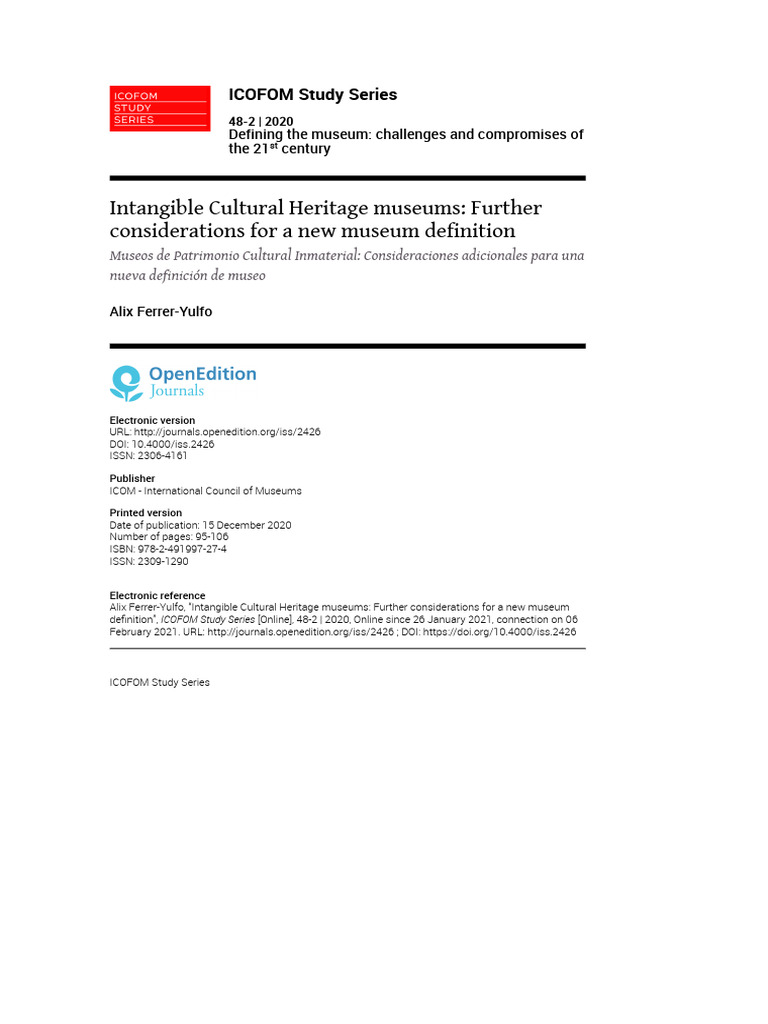 Intangible Cultural Heritage Museums Further Considerations 4c53cf7nek ...