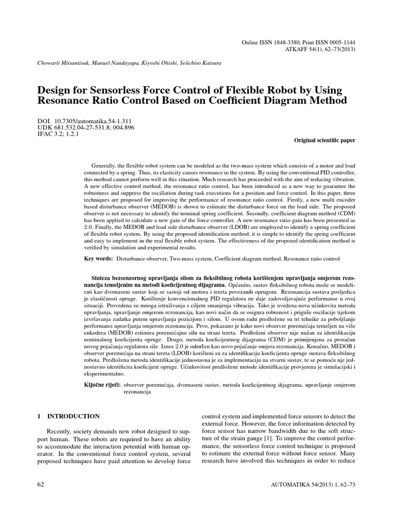 13 - Design For Sensorless Force Control of Flexible Robot by Using Resonance Ratio Control ...