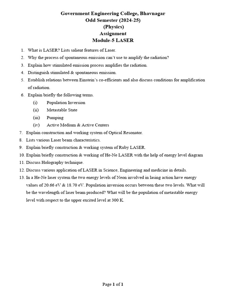 Assignment Module 5 LASER | PDF | Computers
